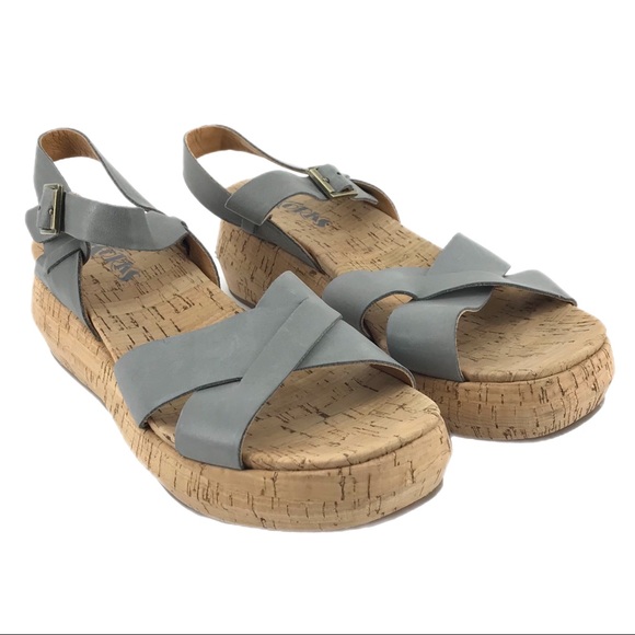 Kork-Ease | Shoes | Korks Gray Strappy Cork Wedge Sandals Leather ...